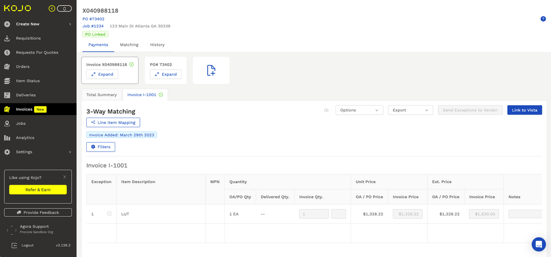 Kojo + Vista Integration Integration